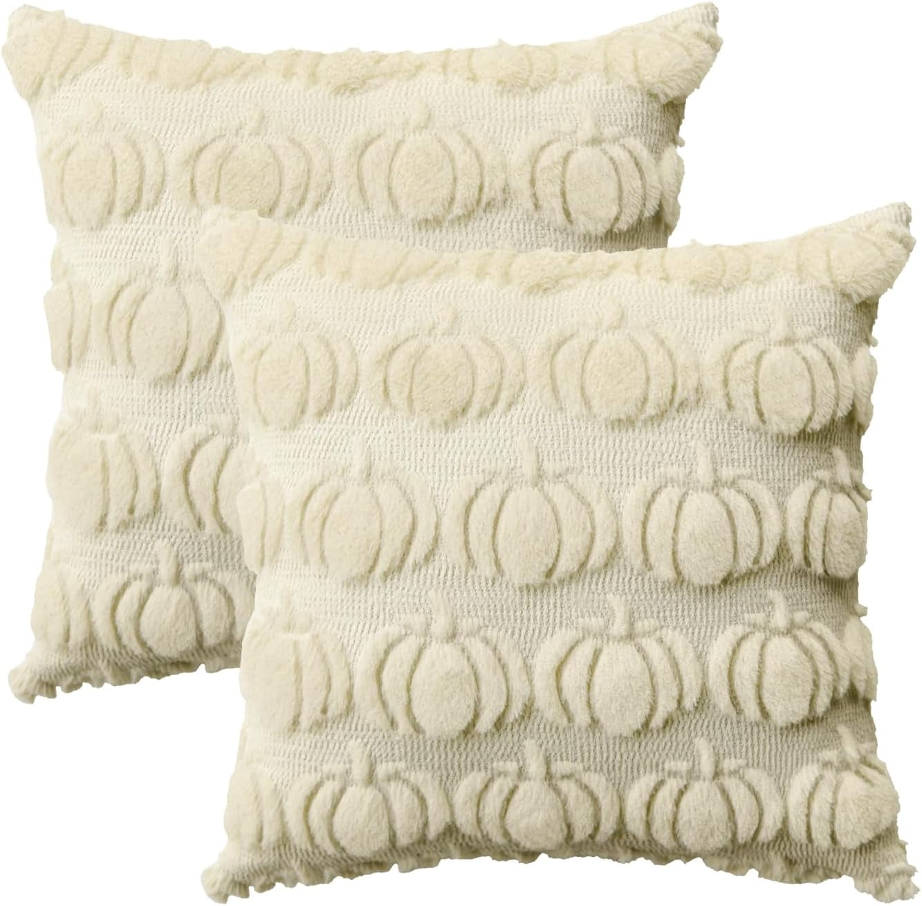 AVOIN Colorlife Fall Pumpkin Beige Throw Pillow Covers, 18 X 18 Inch ...