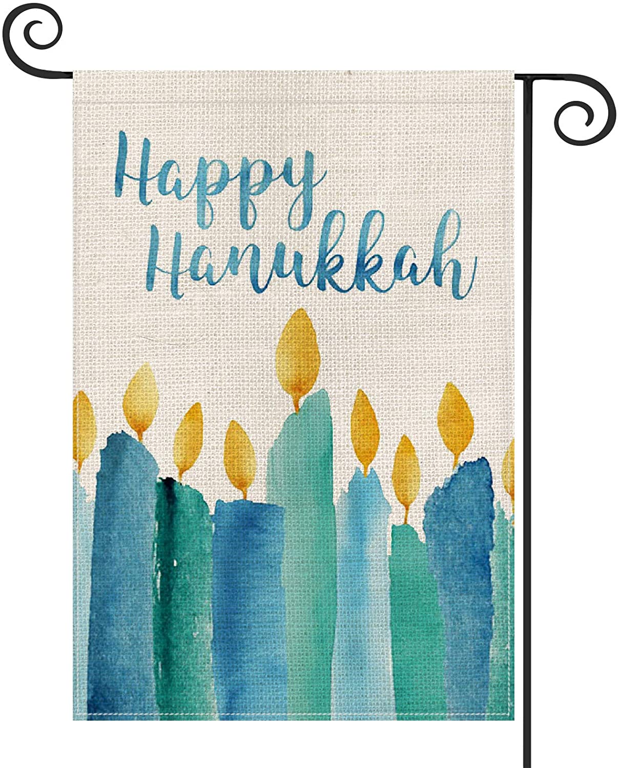 AVOIN Happy Hanukkah Watercolor Garden Flag Vertical Double Sided ...