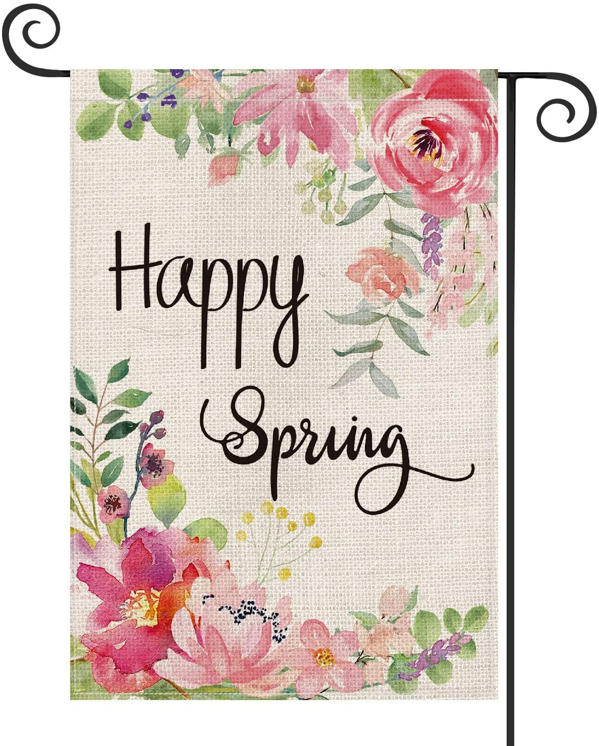 AVOIN Happy Spring Pink Peony Flower Garden Flag Vertical Double Sized ...