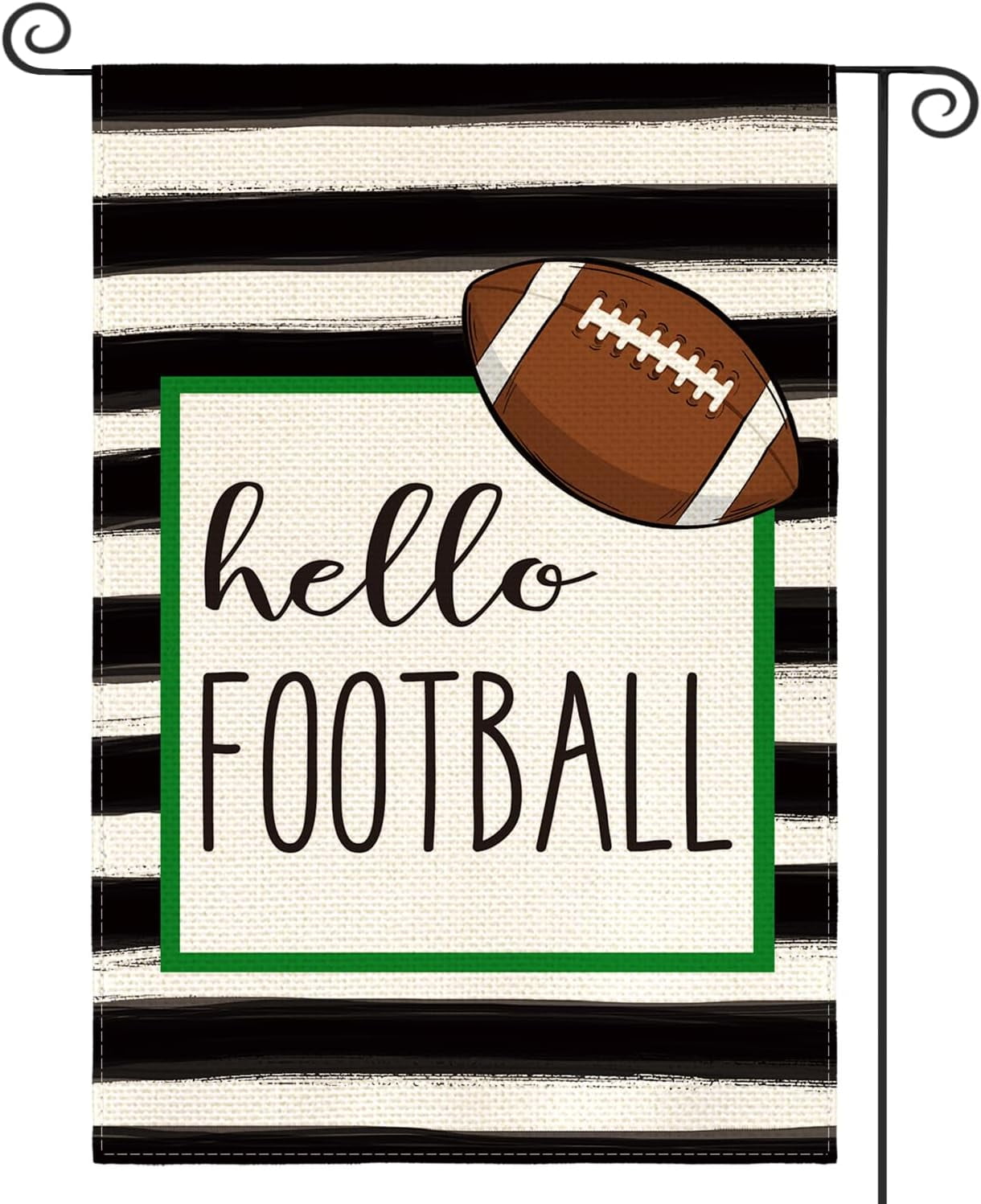 AVOIN Watercolor Stripes Hello Football Garden Flag Vertical Double ...