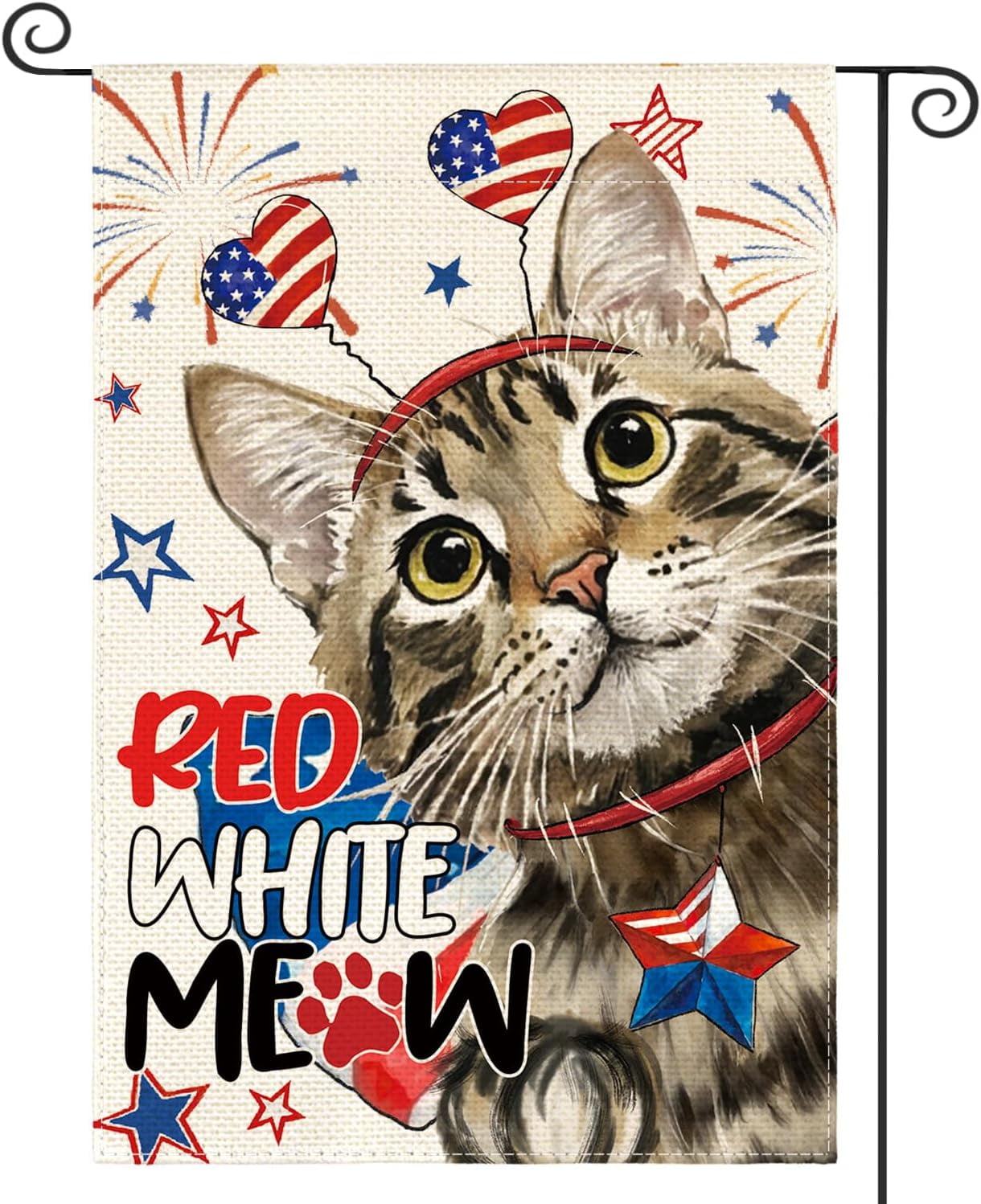 AVOIN colorlife 4th of July Patriotic Cat Garden Flag 12x18 Inch Double ...
