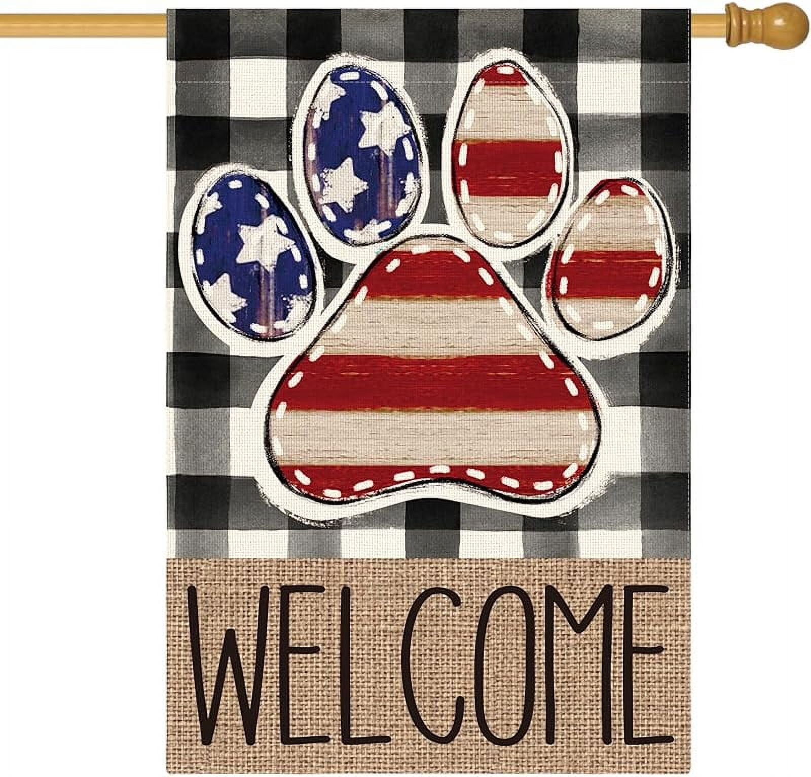 AVOIN colorlife American Flag Paw Print Patriotic 4th of July Garden ...