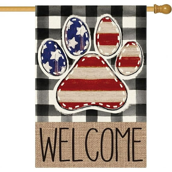 AVOIN colorlife American Flag Paw Print Patriotic 4th of July Garden ...