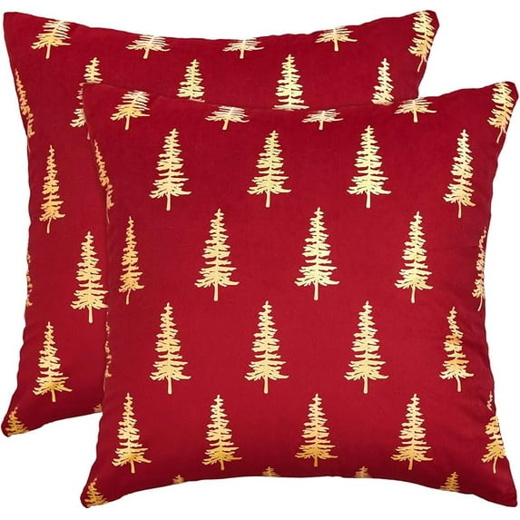 AVOIN colorlife Christmas Red Velvet Throw Pillow Covers 18 x 18 Inch ...