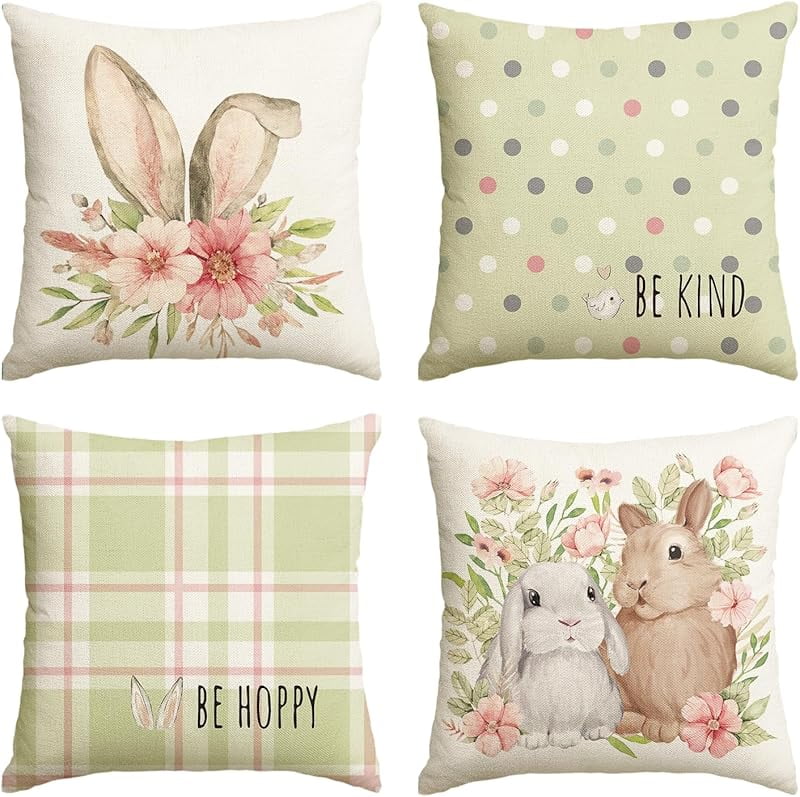 AVOIN colorlife Easter Rabbit Flower Buffalo Plaid Be Hoppy Throw ...
