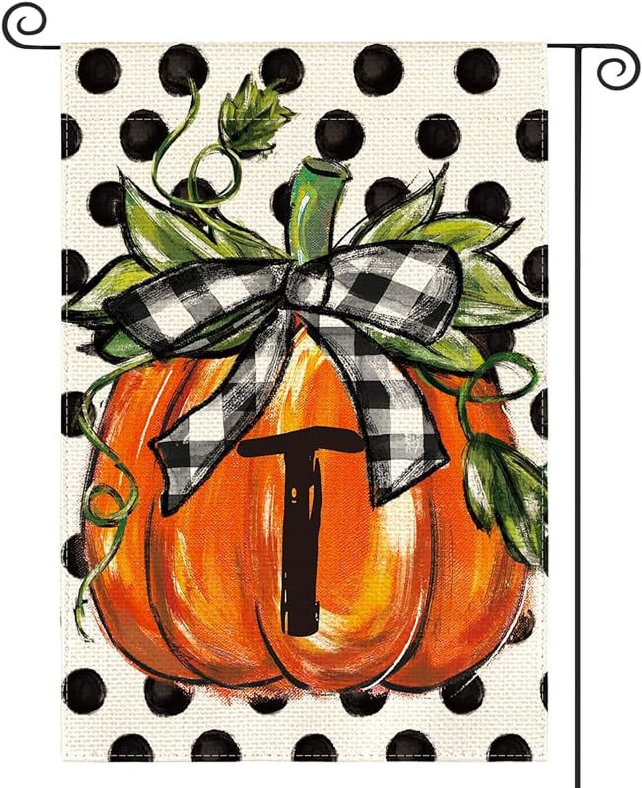 AVOIN colorlife Fall Monogram Letter M Garden Flag Polka Dot Pumpkin ...