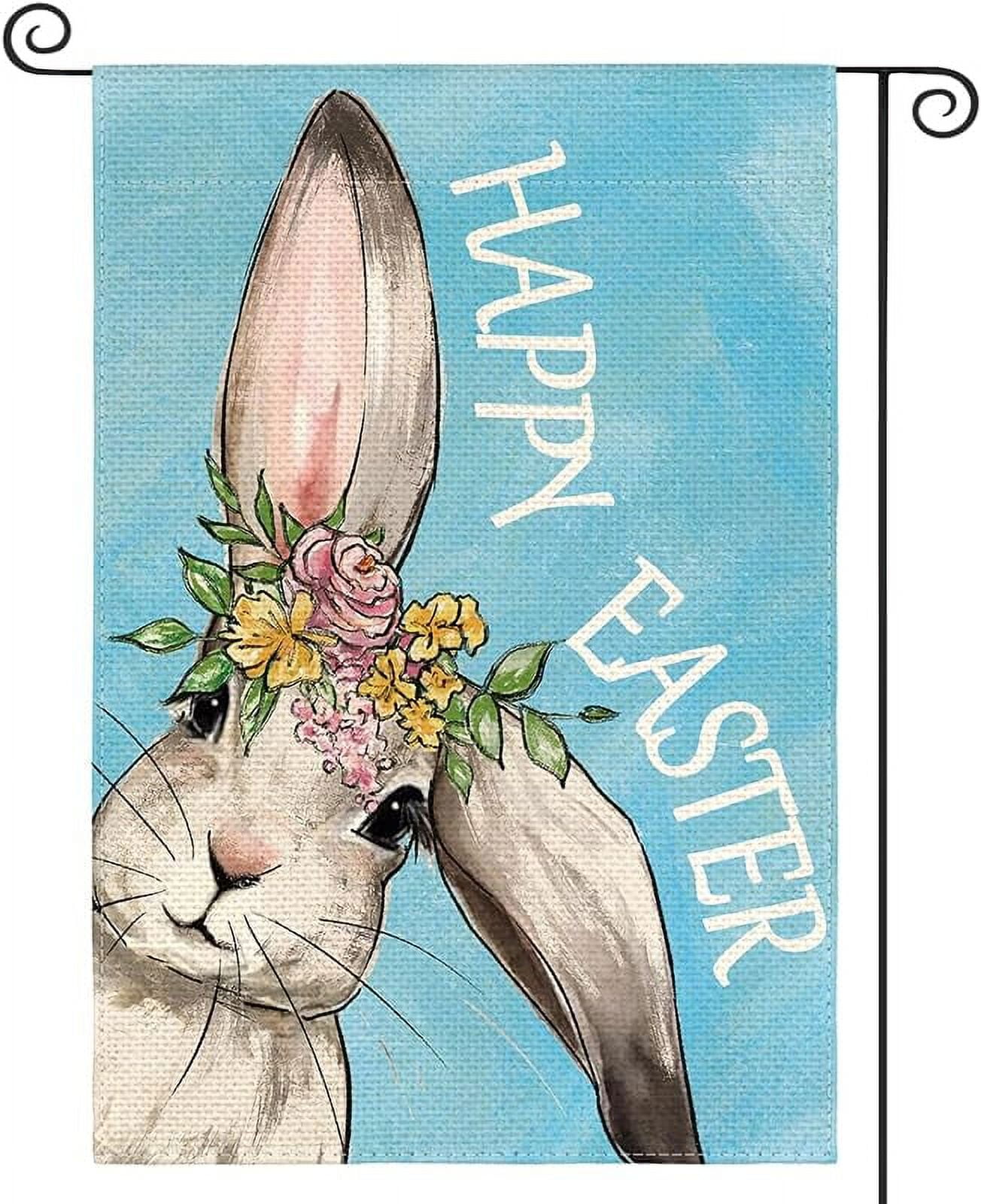 AVOIN colorlife Happy Easter Bunny Garden Flag 12x18 Inch Double Sided ...