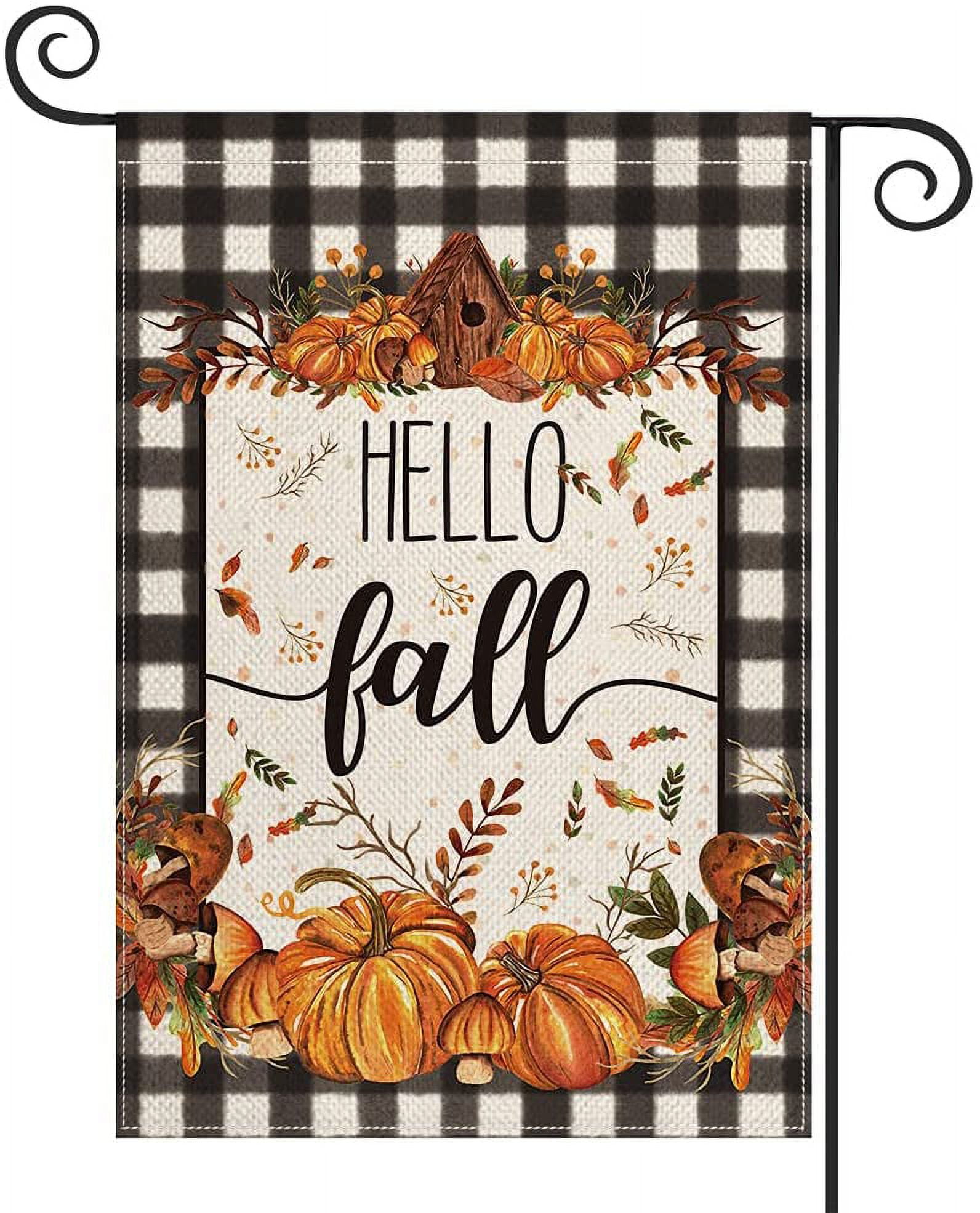 AVOIN colorlife Hello fall Pumpkin Fall Garden Flag Vertical Double ...