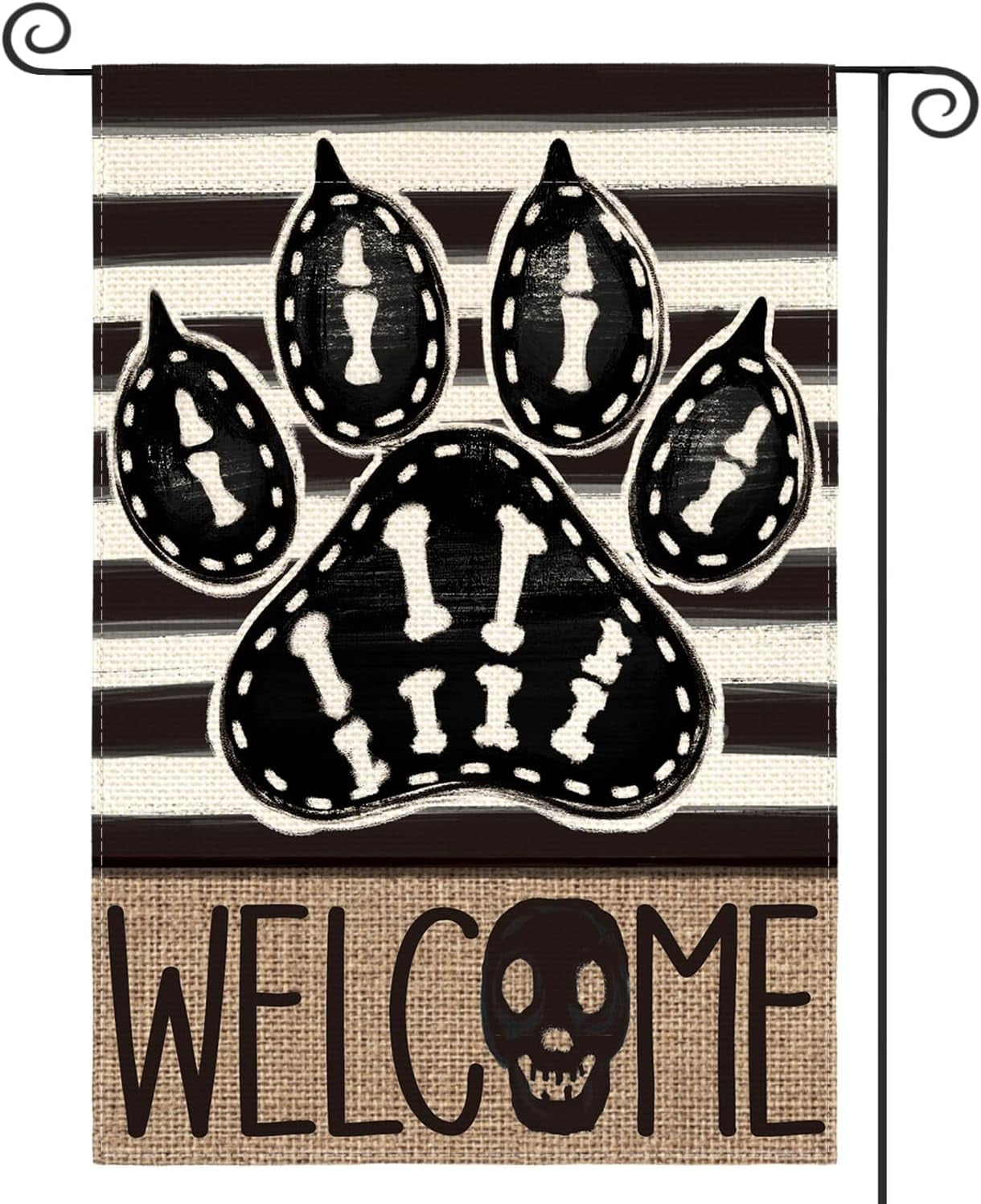 AVOIN colorlife Paw Print Skeleton Halloween Garden Flag 12x18 Inch ...
