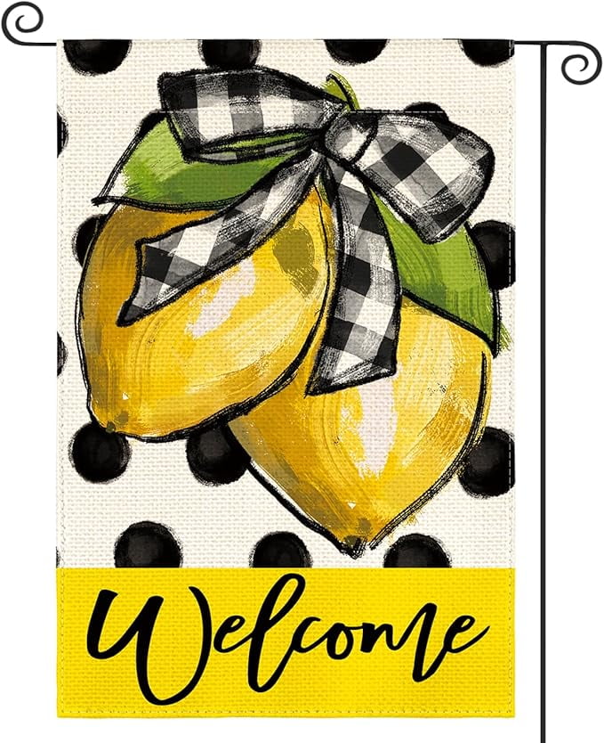 AVOIN colorlife Polka Dot Welcome Lemon Summer Garden Flag 12 x 18 Inch ...