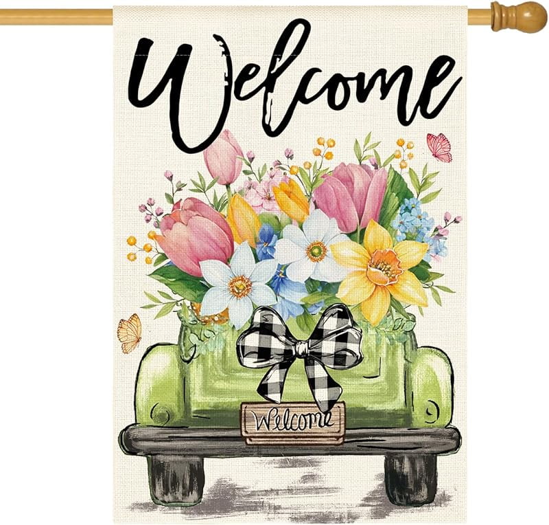 Spring Tulip Garden Flag 28x40 Inch Double Sided Outside, Seasonal ...