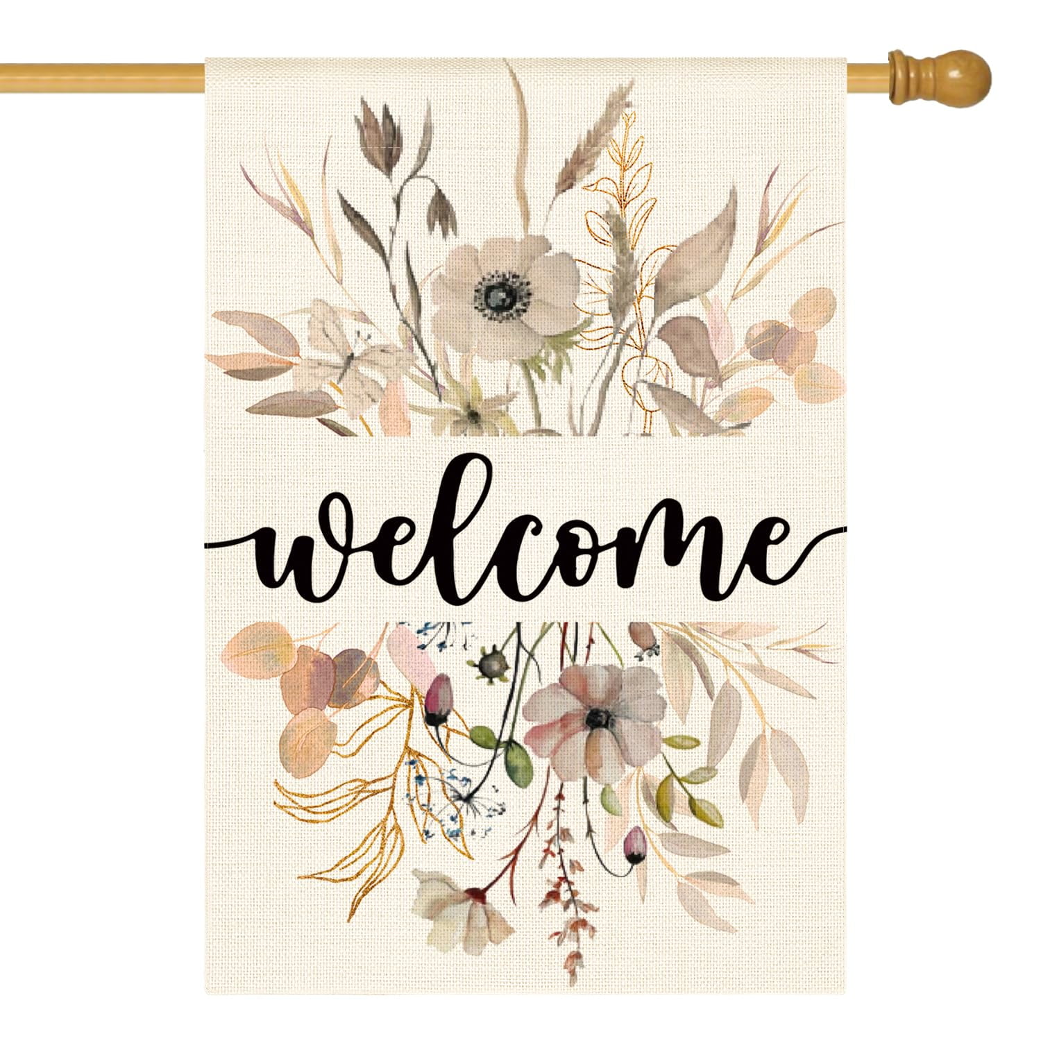 AVOIN colorlife Watercolor Floral Welcome House Flag 28x40 Inch Double ...