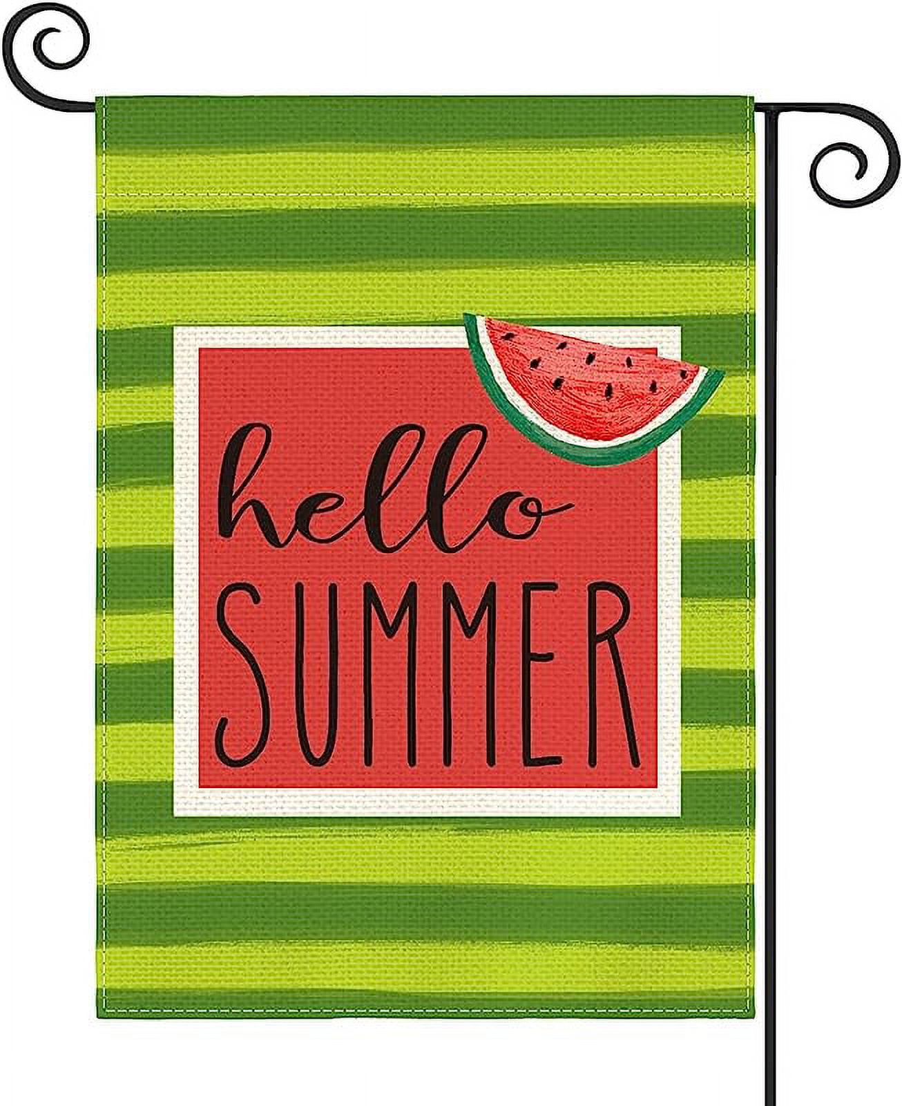 AVOIN colorlife Watercolor Stripes Hello Summer Watermelon Garden Flag ...