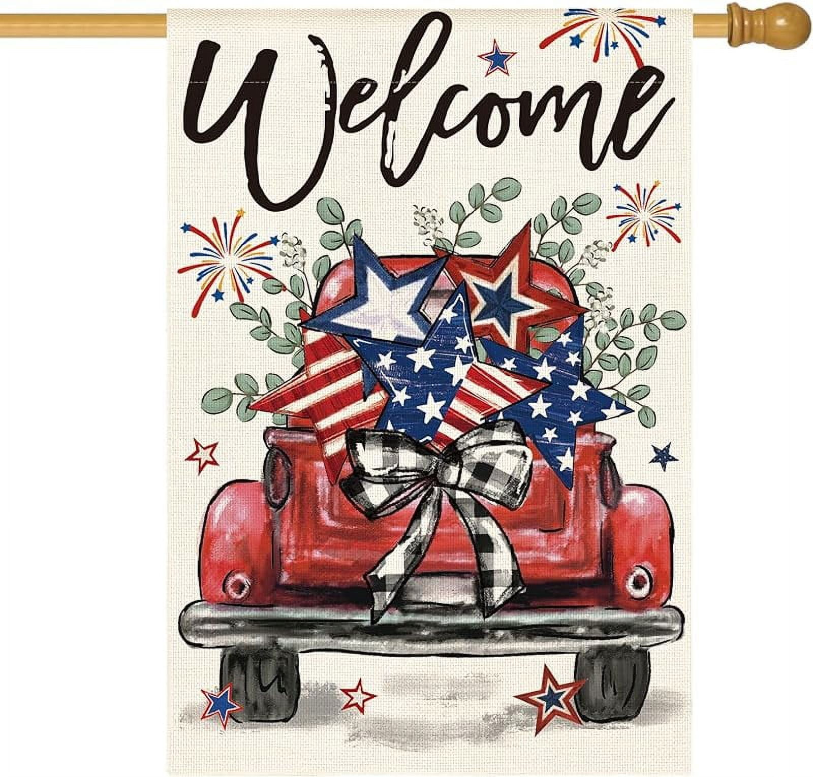 AVOIN colorlife Welcome Patriotic 4th of July Truck House Flag 28x40 ...