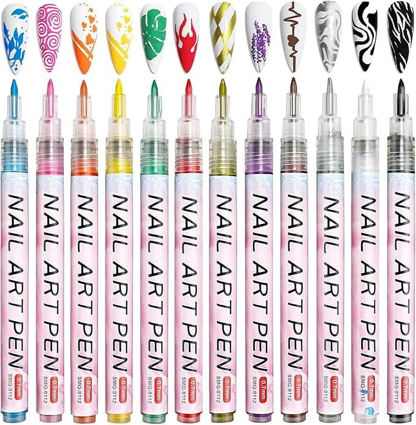 AVOKA Nail Art Pens, 12 Colors 3D Painted Drawing Nail Graffiti Pen ...