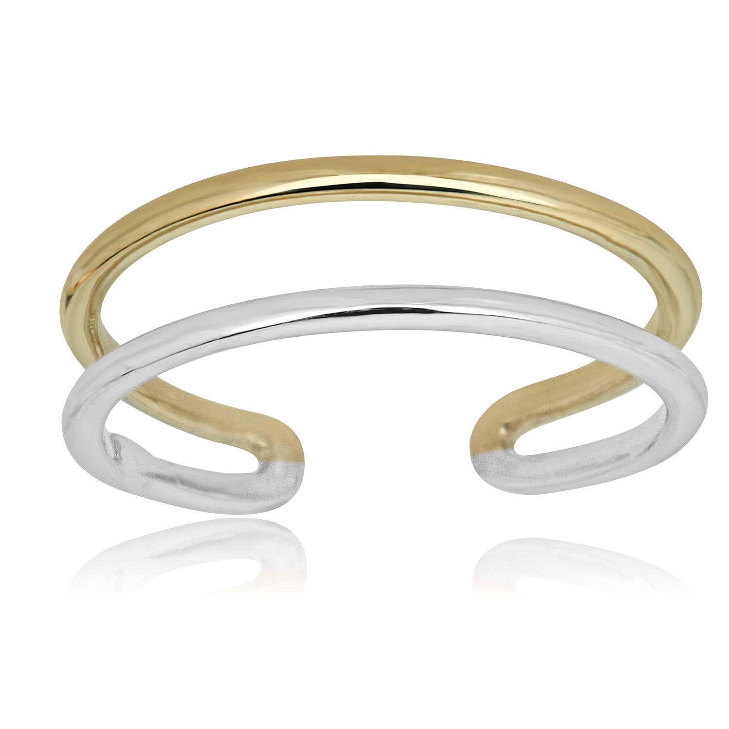 AVORA 10K Gold Two-Tone Two Row Minimalist Adjustable Toe Ring - Walmart.com
