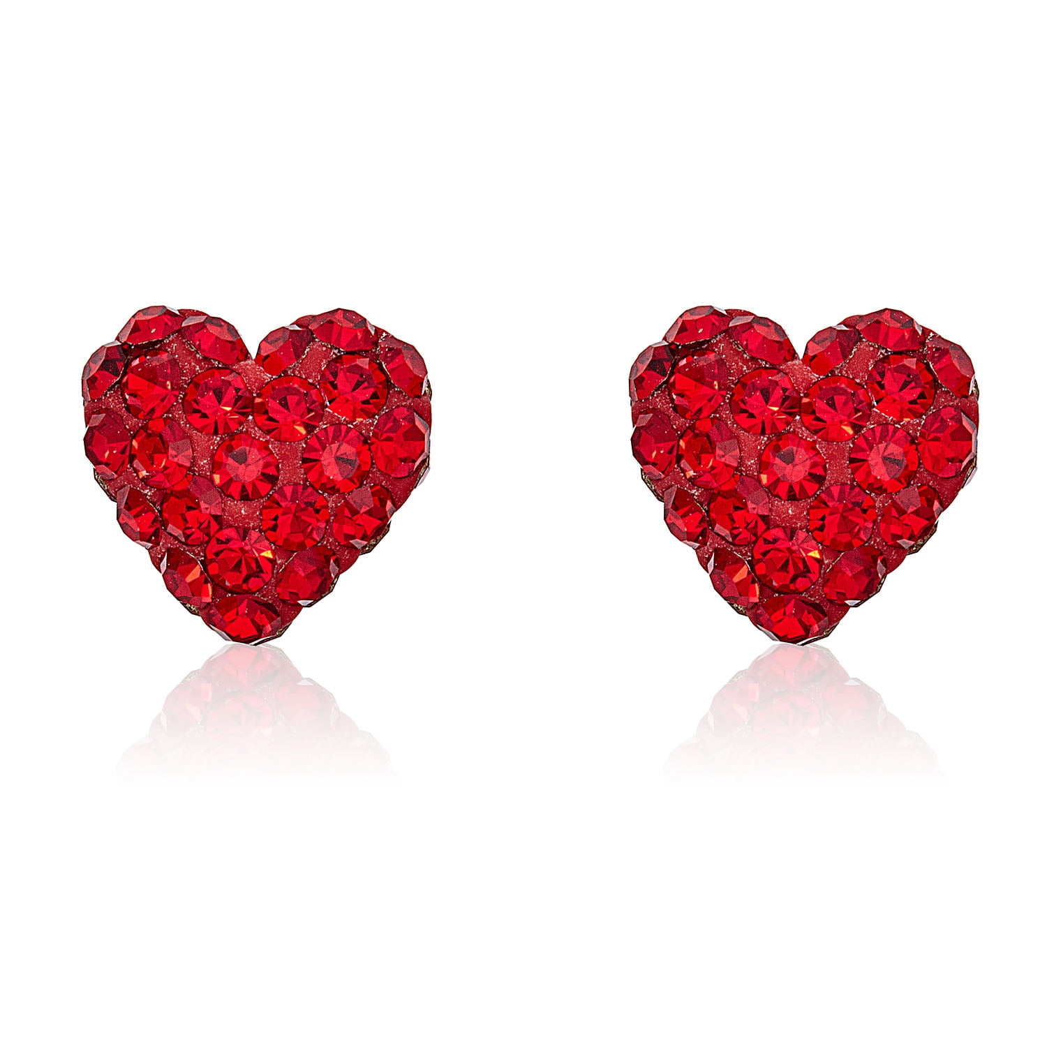 Free Shipping! AVORA 10K Yellow Gold 8mm Red Heart Swarovski Elements ...