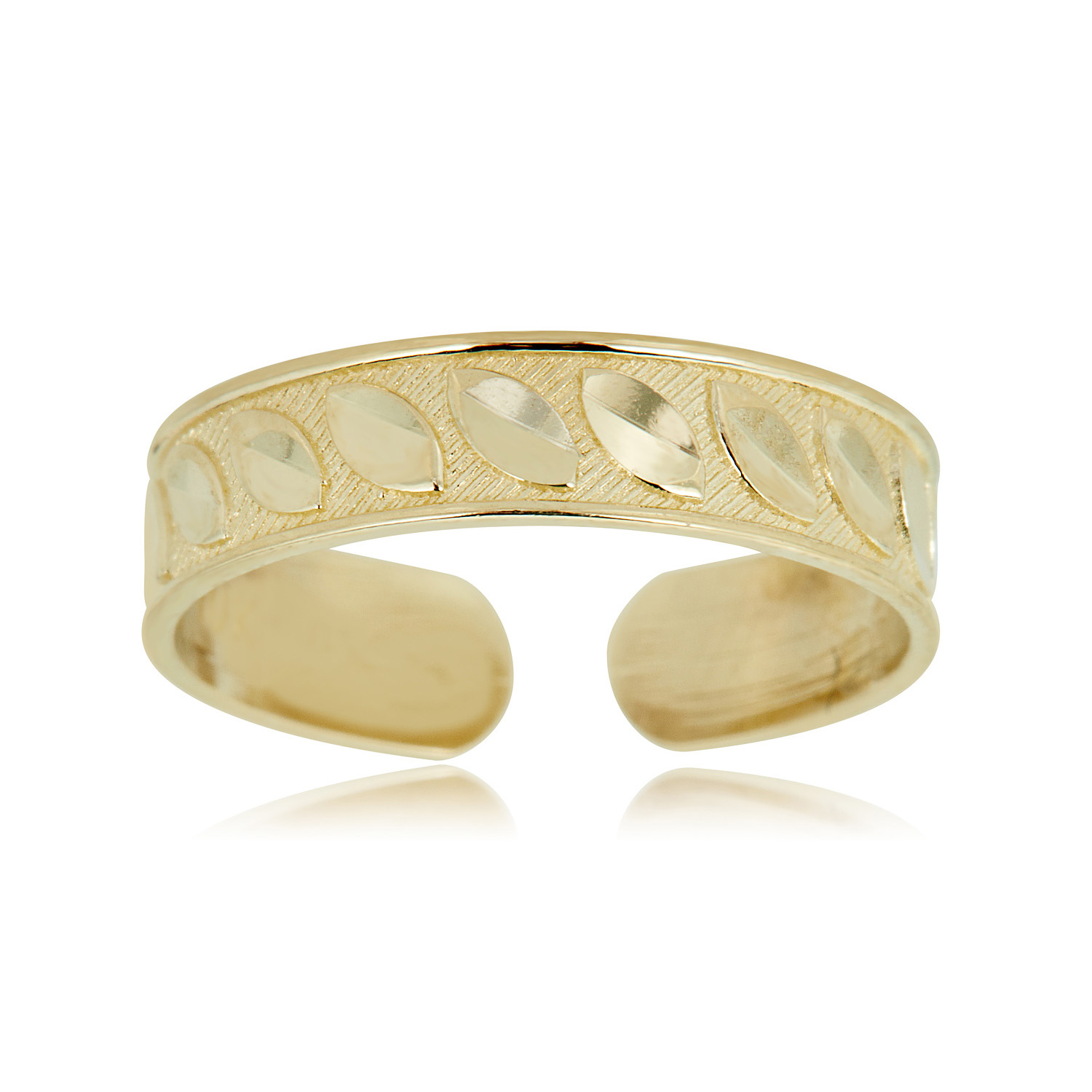 AVORA 10K Yellow Gold Adjustable Diamond-cut Leaf Toe Ring - Walmart.com