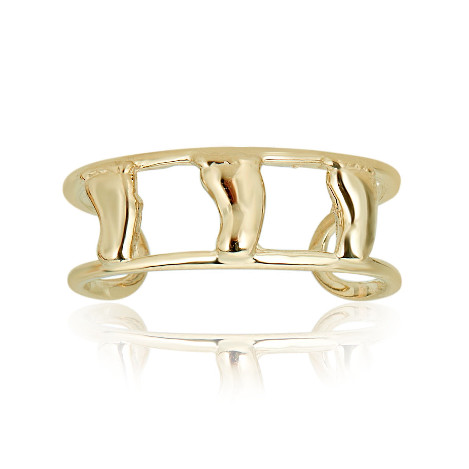 AVORA 10K Yellow Gold Adjustable Double Row Cuff with Footprint Toe Ring - Walmart.com