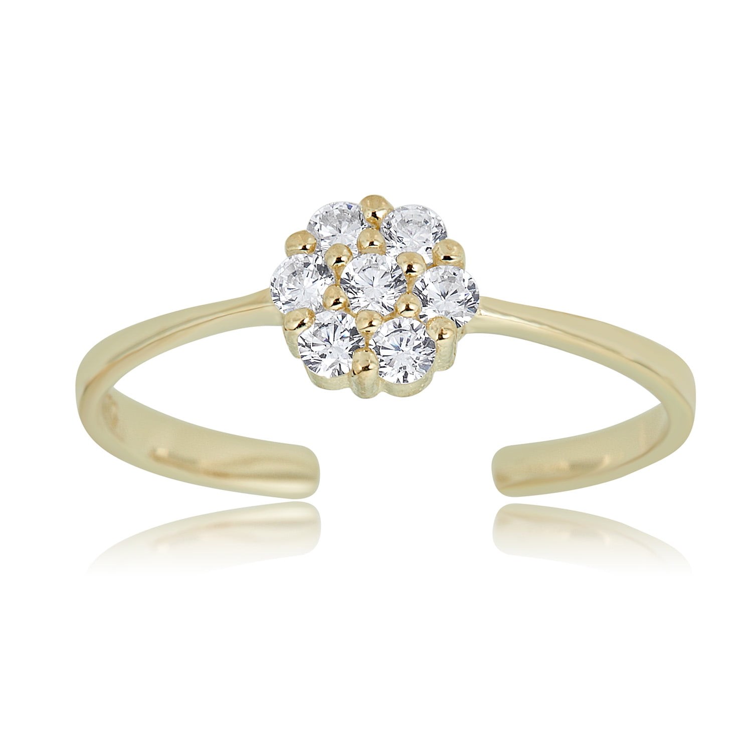 AVORA 10K Yellow Gold Adjustable Flower Cluster Toe Ring with Simulated Diamond CZ - Walmart.com