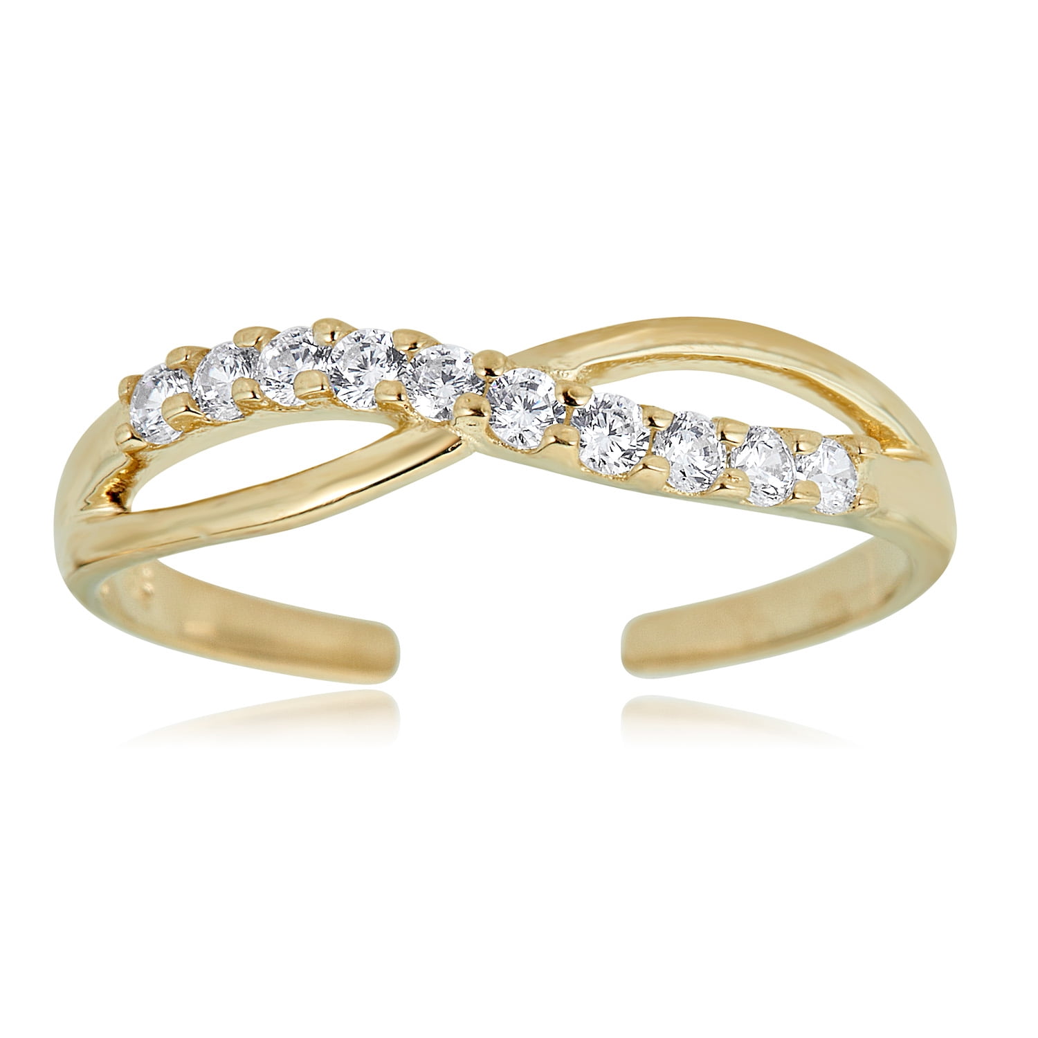 AVORA 10K Yellow Gold Adjustable Sideways Infinity Toe Ring with Simulated Diamond CZ - Walmart.com