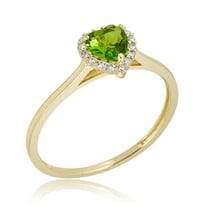 AVORA 10K Yellow Gold August Birthstone- Genuine Peridot with Simulated ...