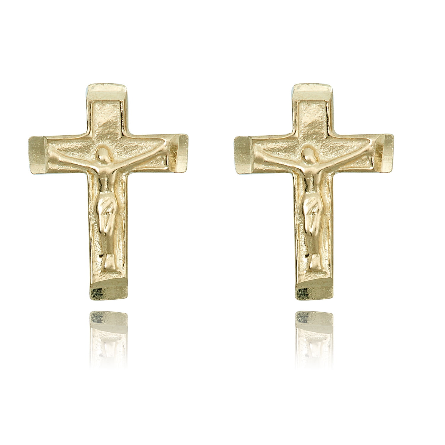 AVORA 10K Yellow Gold Cross Crucifix Stud Earrings - Walmart.com