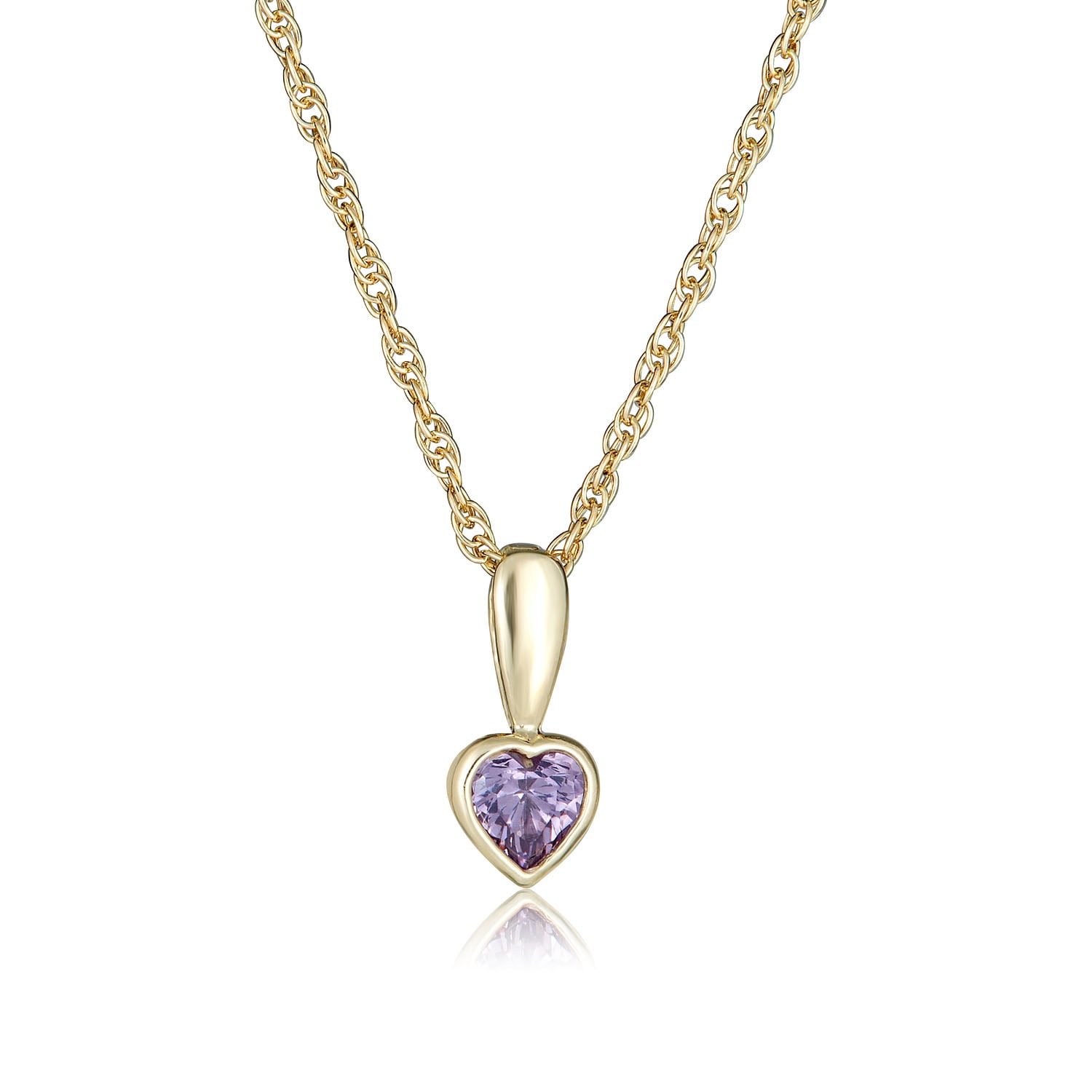 AVORA 10K Yellow Gold February Birthstone- Bezel-set 4mm Amethyst Heart ...
