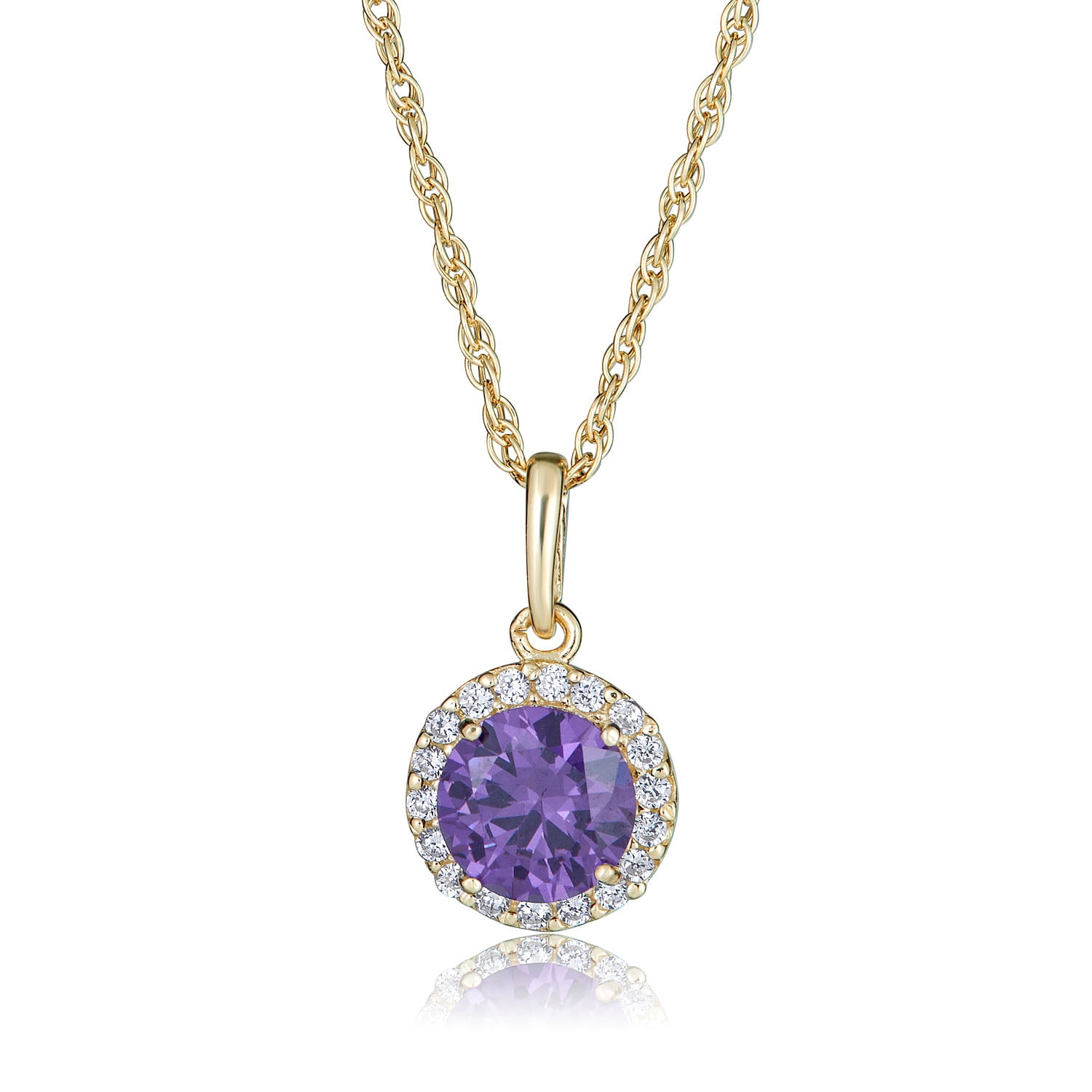 AVORA 10K Yellow Gold February Birthstone-Genuine Amethyst with ...
