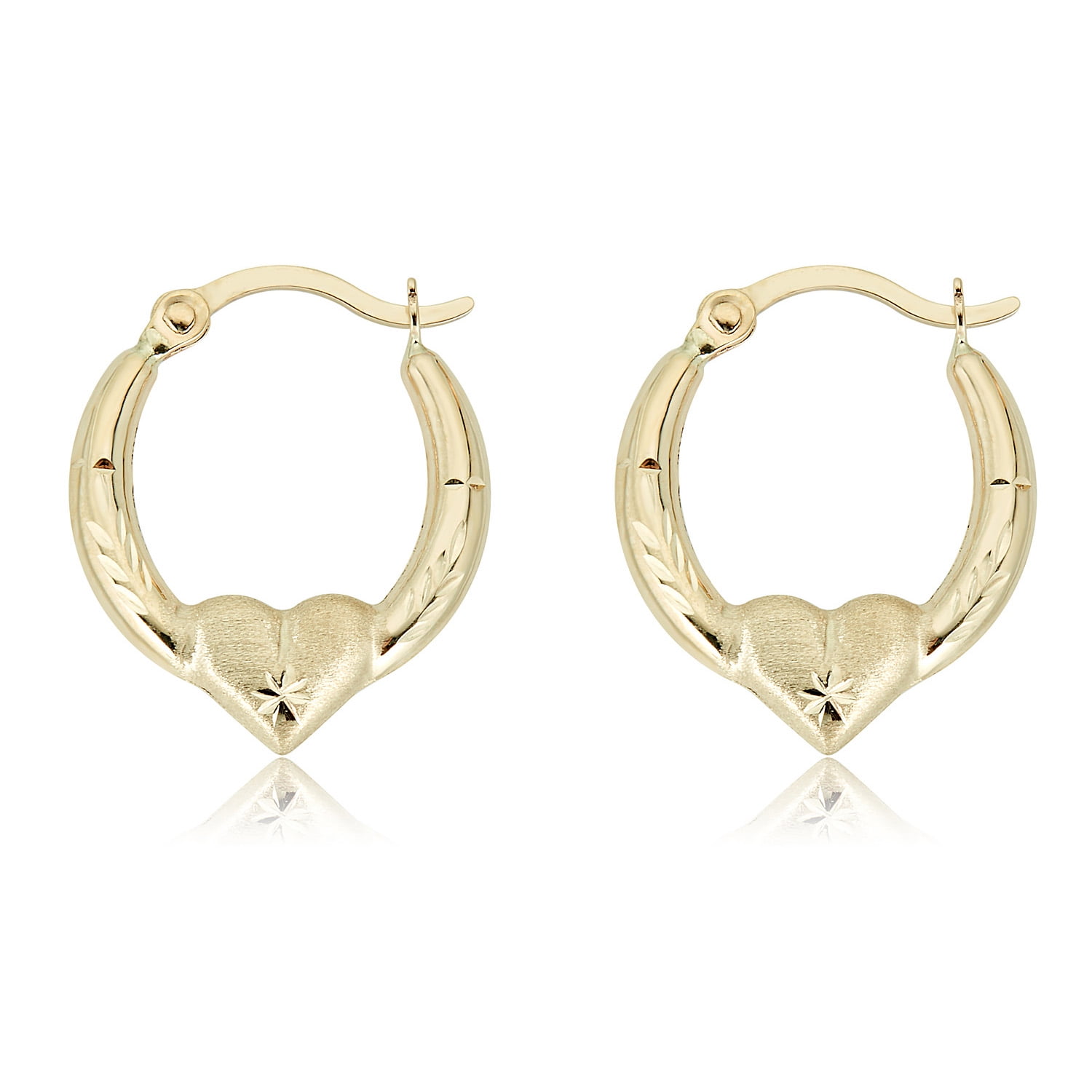 AVORA Hypoallergenic 10K Yellow Gold Heart Creole Hoop Earrings ...