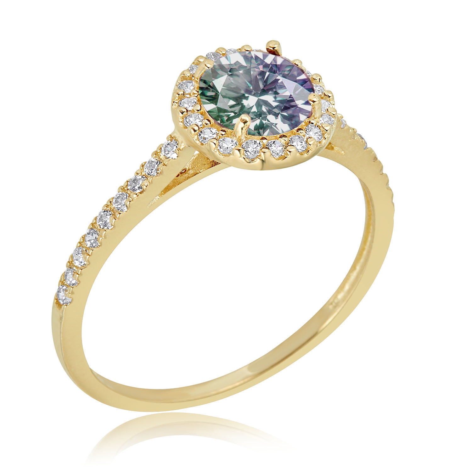 AVORA 10K Yellow Gold June Birthstone- Alexandrite with Simulated ...