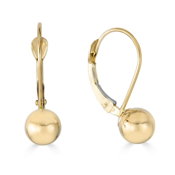 AVORA Hypoallergenic 10K Yellow Gold Polished 6MM Ball Dangle Lever ...