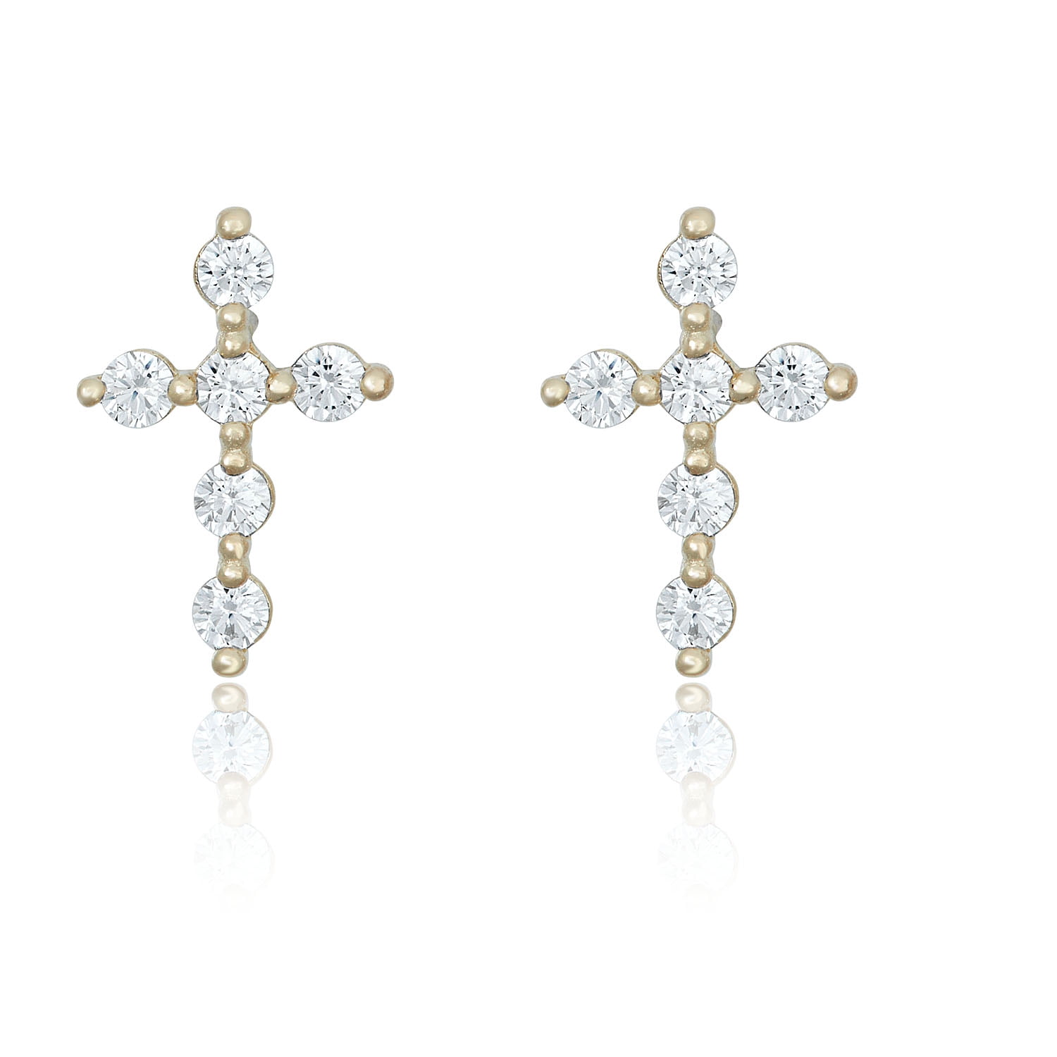 AVORA 10K Yellow Gold Simulated Diamond CZ Cross Stud Earrings ... AVORA 10K Yellow Gold Simulated Diamond CZ Cross Stud Earrings ...