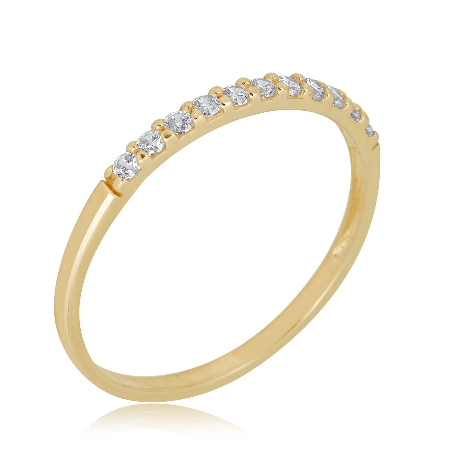 AVORA 10K Yellow Gold Simulated Diamond CZ Half Eternity Band Stackable Ring - Size 8 - Walmart.com