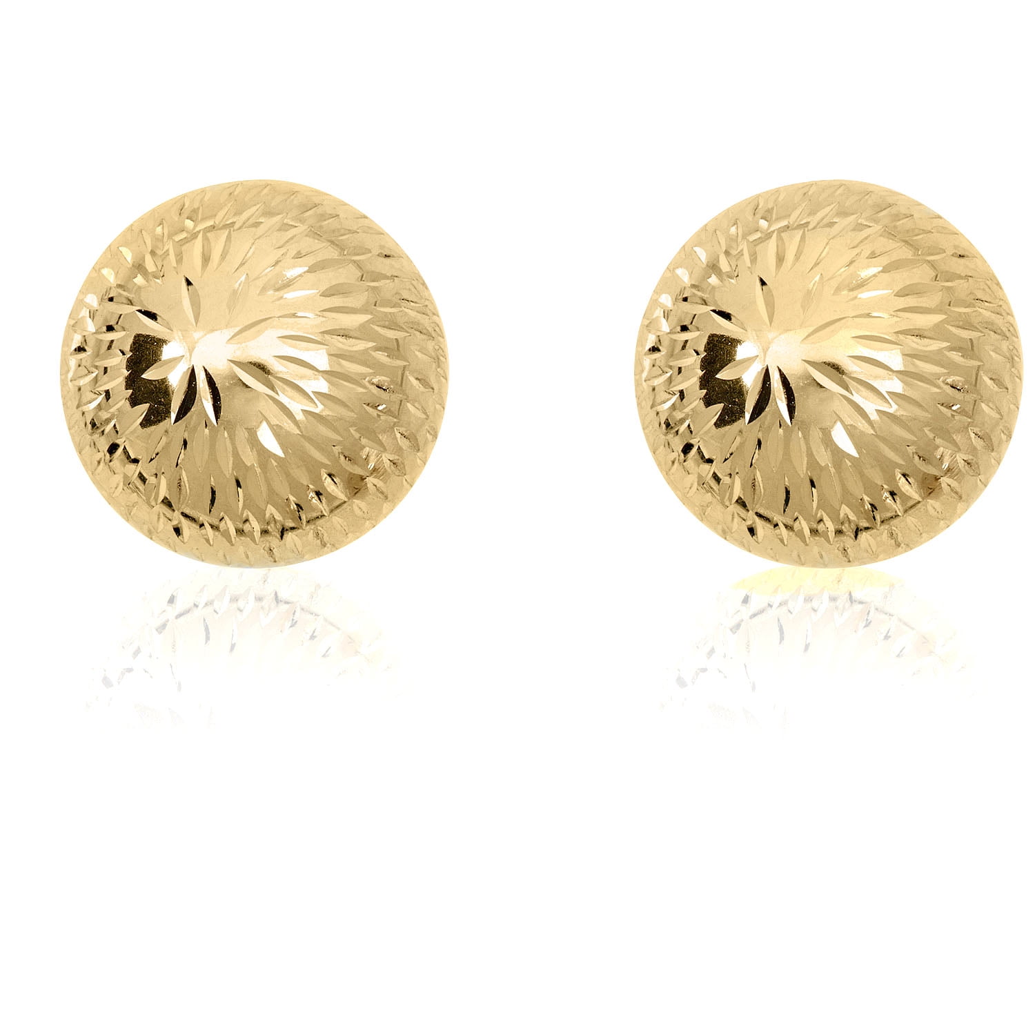 AVORA 14K Yellow Gold 10mm Diamond-cut Ball Stud Earrings - Walmart.com