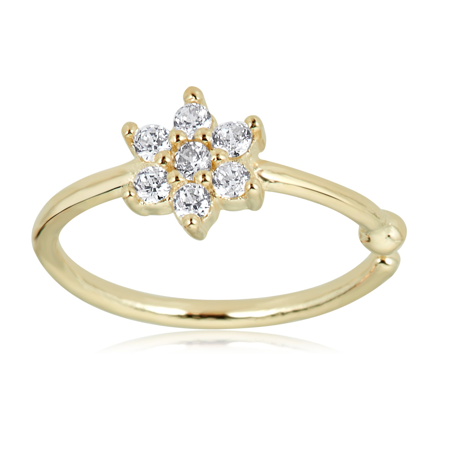 Free Shipping! AVORA 14K Yellow Gold Simulated Diamond CZ Flower Nose ...
