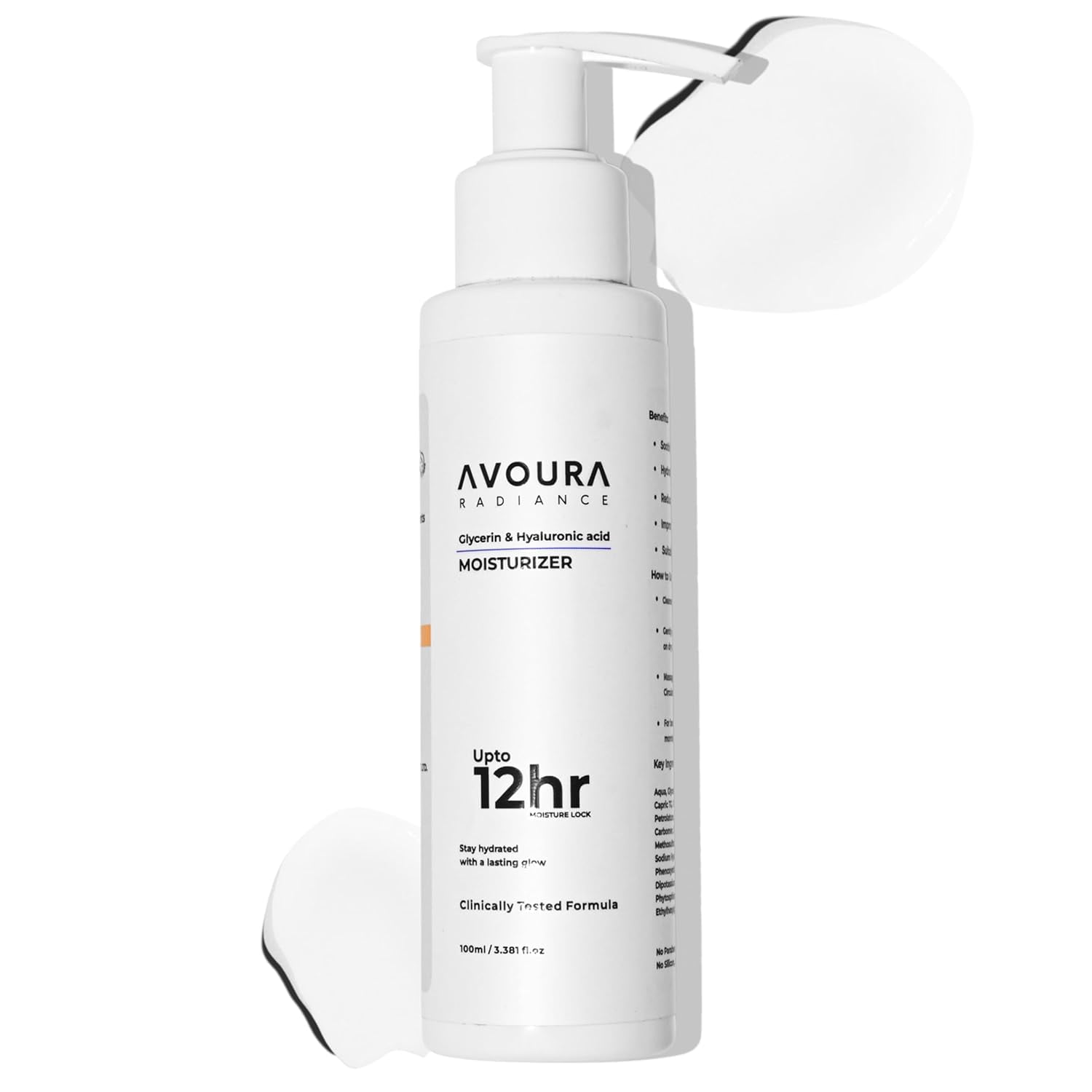 AVOURA Hydra Glow Ceramide Moisturizer for Face 100ml 12hr Hydration ...