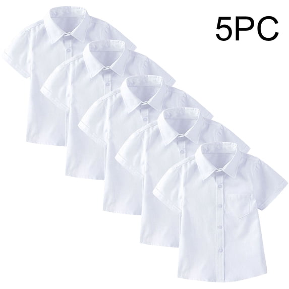 AVRNLIQ Boys 5 Pack Short Sleeve Button Down Dress Shirts 100% Cotton ...