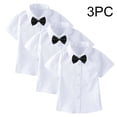 AVRNLIQ Boys Short Sleeve Dress Shirt 3-Pack with Black Pre-Tied Bow ...