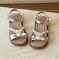AVRNLIQ Girls Metallic Silver Sandals Little Kid Kids Dressy Party ...