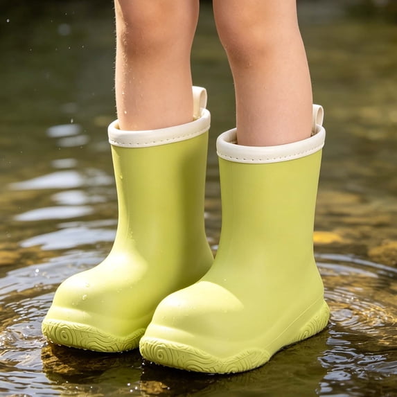 AVRNLIQ Kids Green EVA Rain Boots Waterproof Lightweight Non Slip Easy ...
