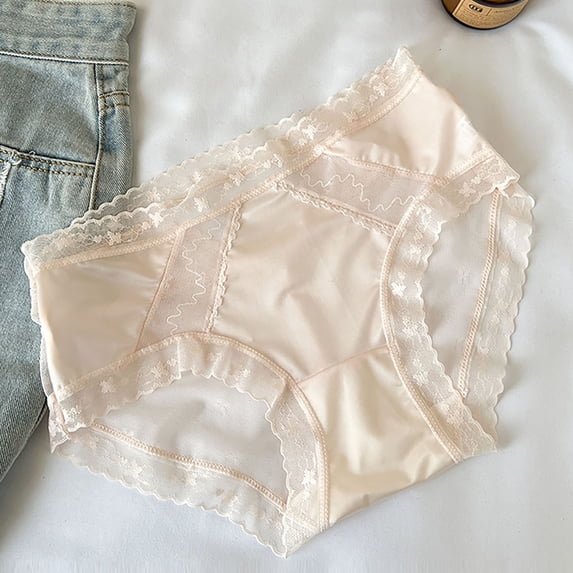 AVRNLIQ Womens Cotton Lace Trim High Waisted Panties Full Coverage ...