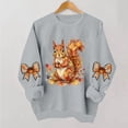 AVRNLIQ Womens Gray Sweatshirt Fall Graphic Crewneck Long Sleeve Casual ...