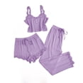 AVRNLIQ Womens Lace Trim Pajama Set 3-Piece Ribbed Cami Sleepwear with ...