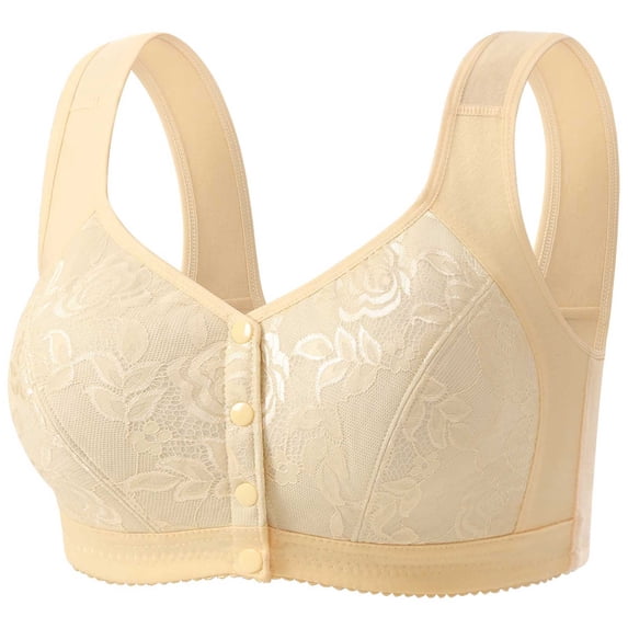 AVRNLIQ Womens Plus Size Front Closure Lace Bra - Wireless Comfort ...