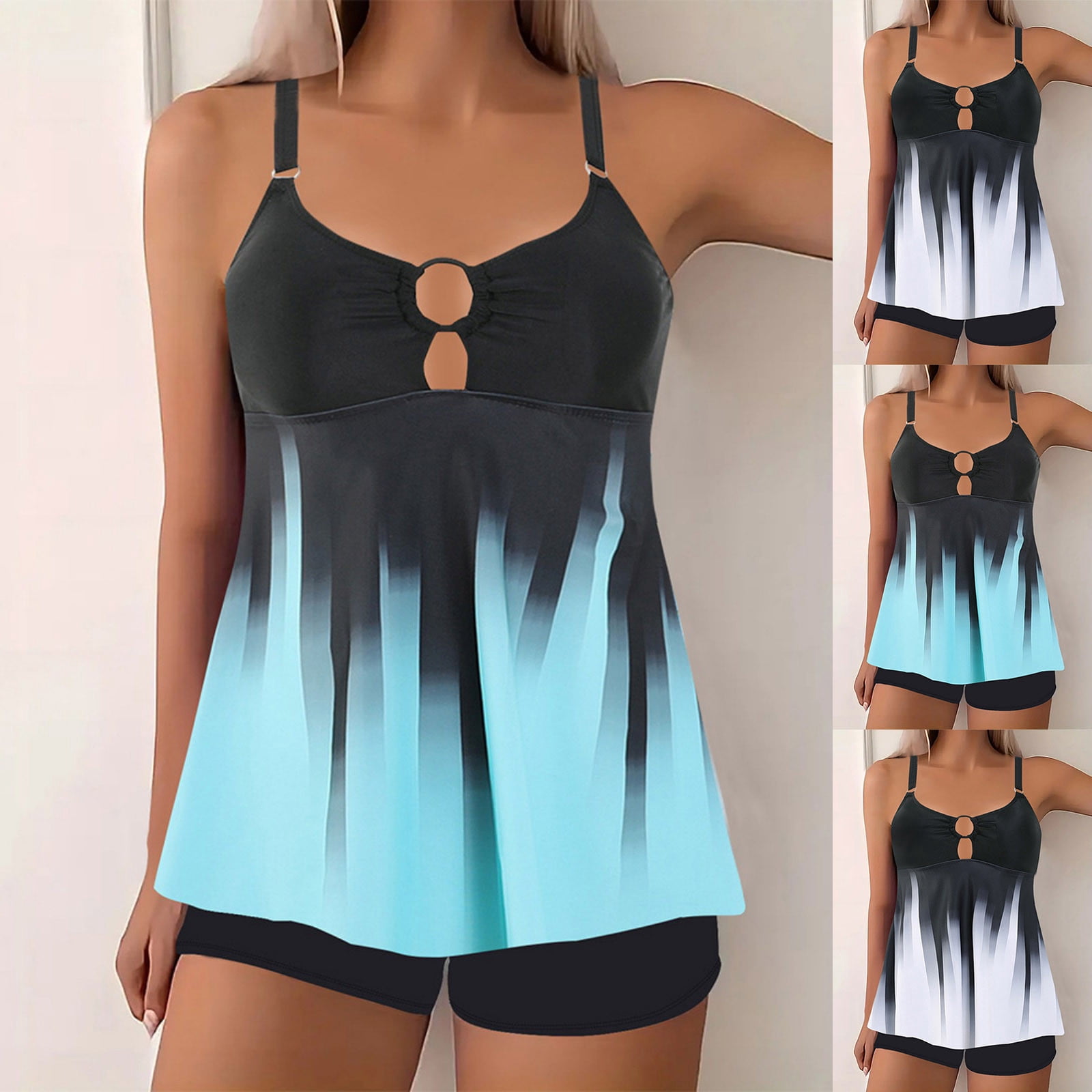 AVTOIFY Large Print Women Split Conservative Swim Shorts Swimsuit ...