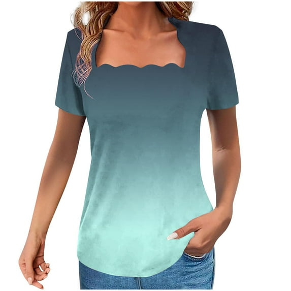 AVTOIFY Summer Womens Blouses Dressy Casual, Women's Solid Color Neck ...