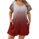 AVTOIFY Summer Womens Shorts Casual, Fashion Women's Round Neck Short ...