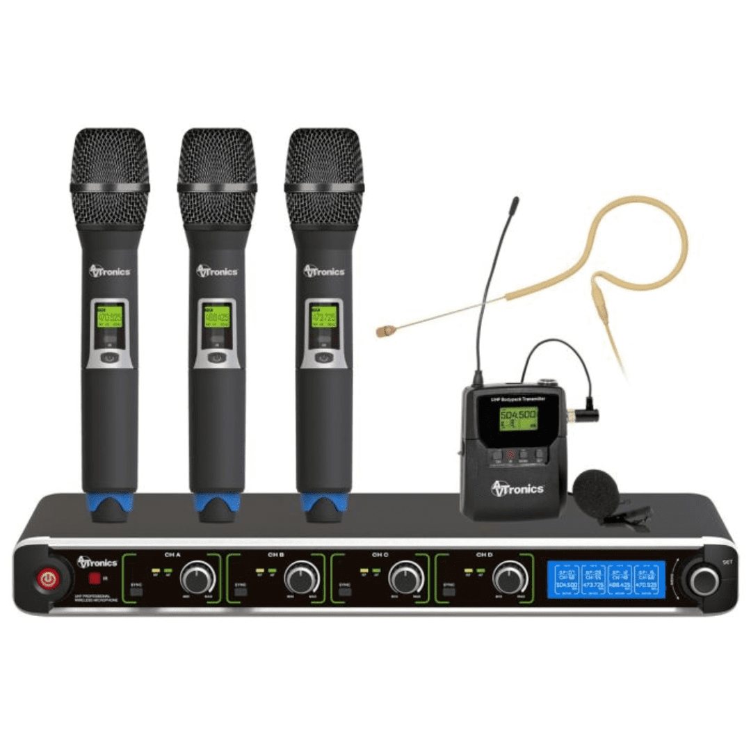 AVTronics 200-Channel UHF Wireless Mic System (3 Handheld, 1 Lapel/Earworn) - Walmart.com