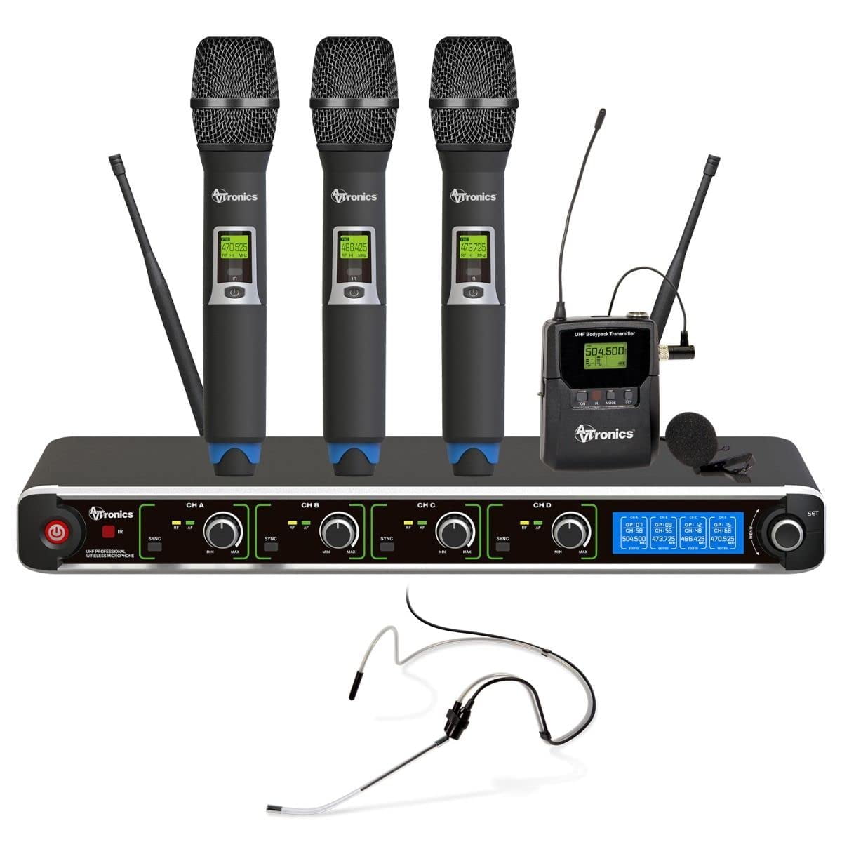 AVTronics 200 Channels UHF 03 Wireless Handheld Microphone with LCD ...